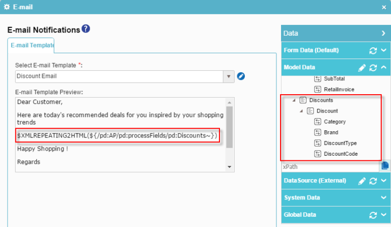 Add a repeating table to an email template – AgilePoint NX Unleashed