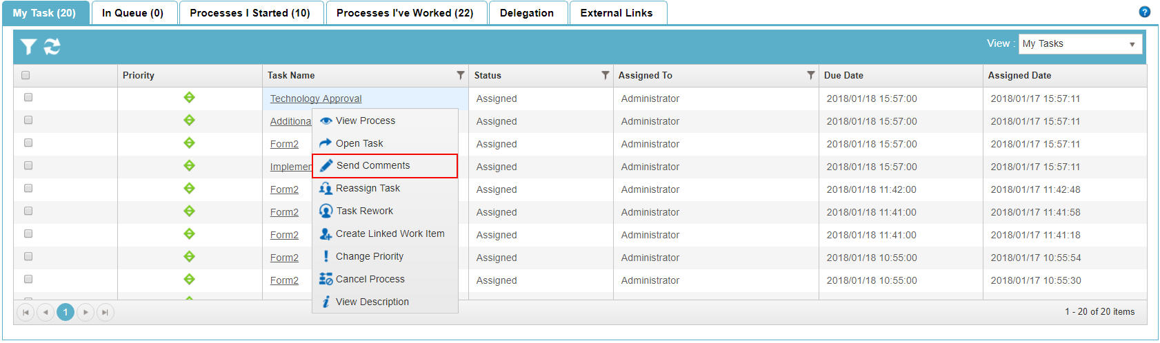 Custom Menu Action in AgilePoint NX Work Center – AgilePoint NX Unleashed